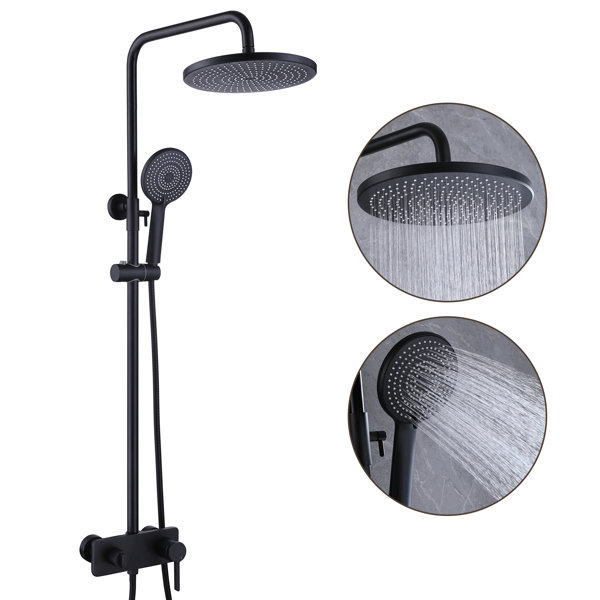 RBROHANT Système de douche exposé Pomme de douche à effet de pluie 10 pouces avec douche à main ...